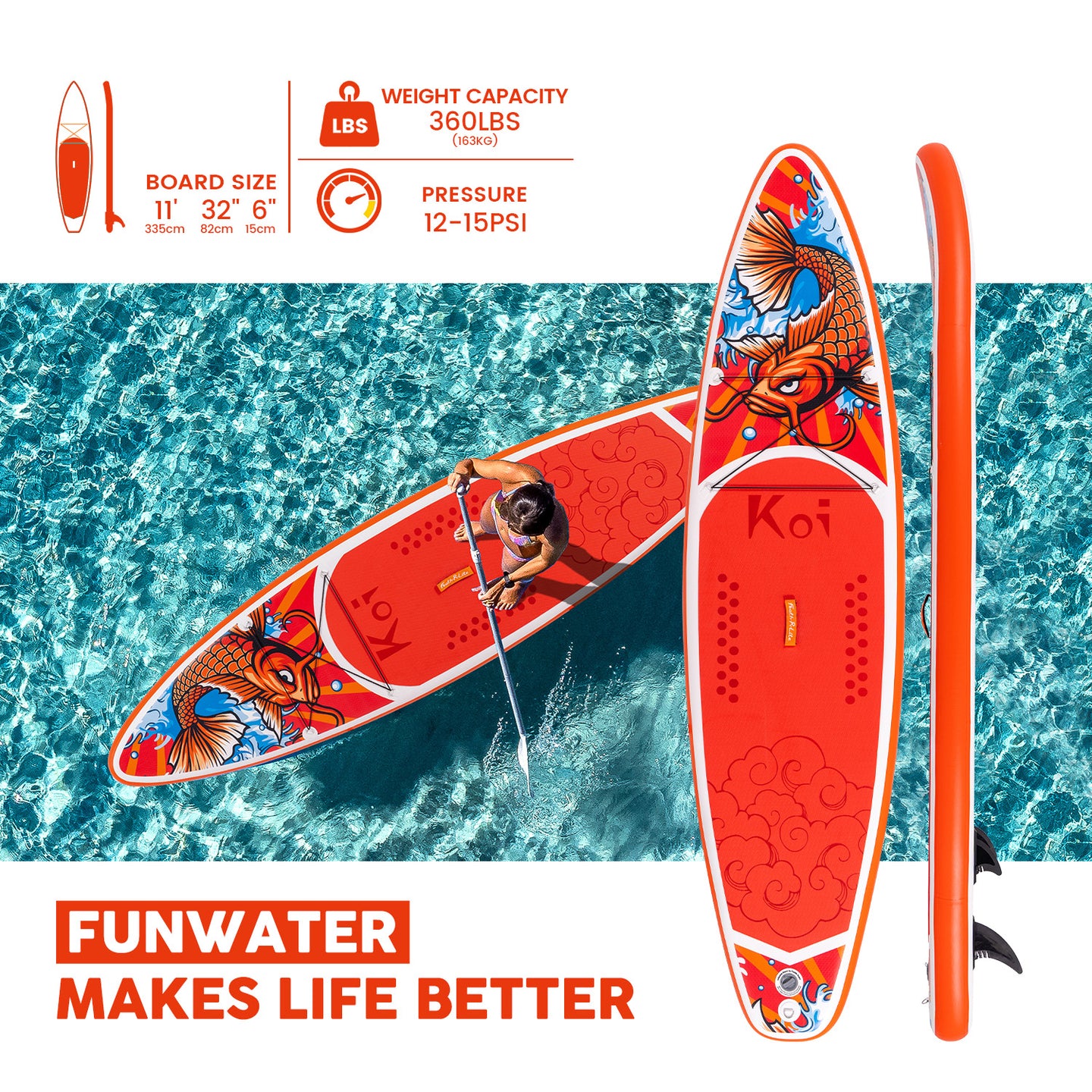 Lightweight Stand up Paddle Board Ocean Koi 11′6″